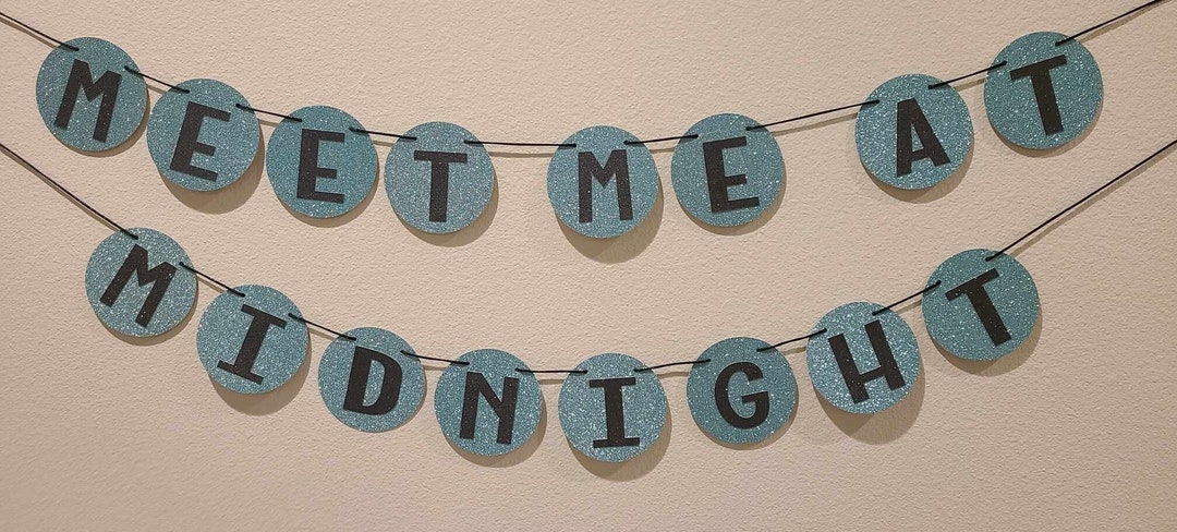 Meet Me at Midnight Glitter Banner - New Years Eve Decor - Etsy