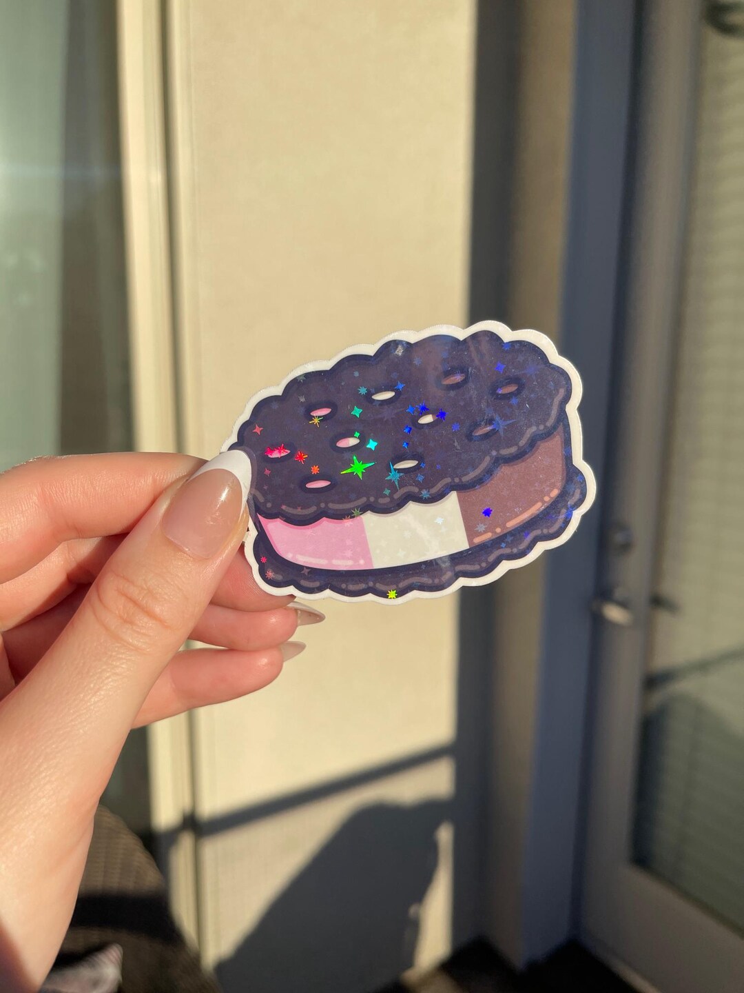 Holographic Neapolitan Ice Cream Sandwich Sticker! Hand Made, Hand ...