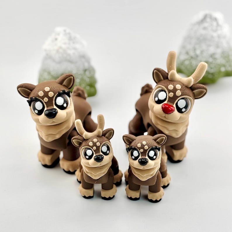 3D Printing Digital File // Flexi Reindeer + Four Head Variants, 3MF ...