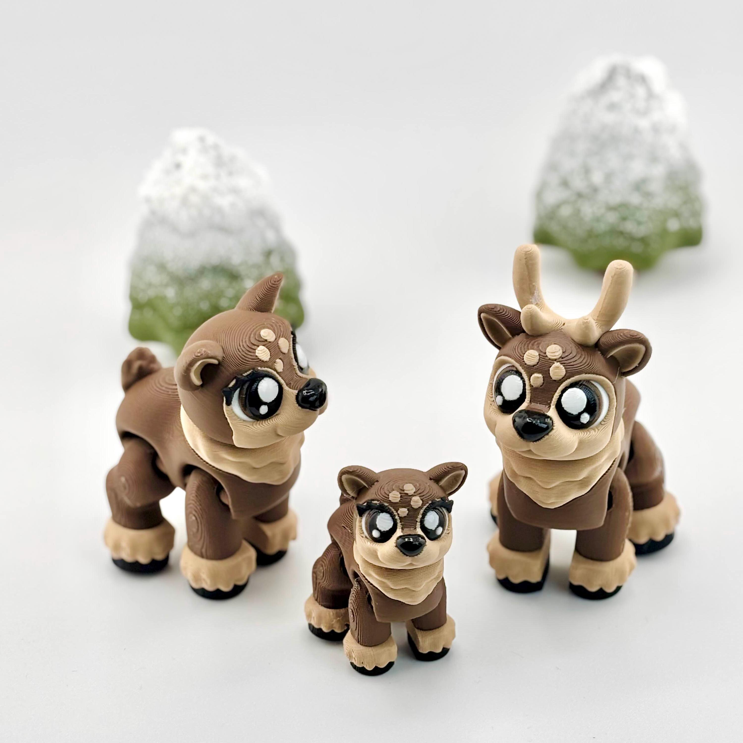 3D Printing Digital File // Flexi Reindeer + Four Head Variants, 3MF ...