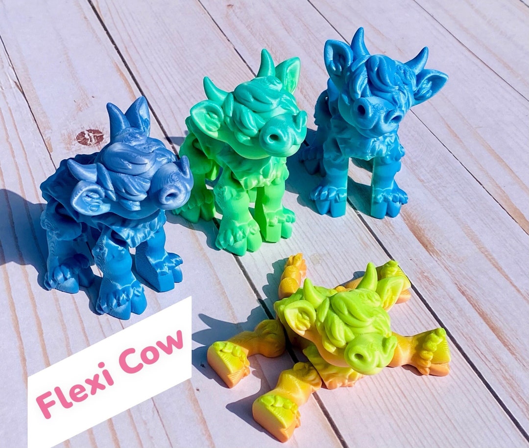 Mystery Rainbow Flexi Highland Cow 3D Printed Fidget Gift - Etsy