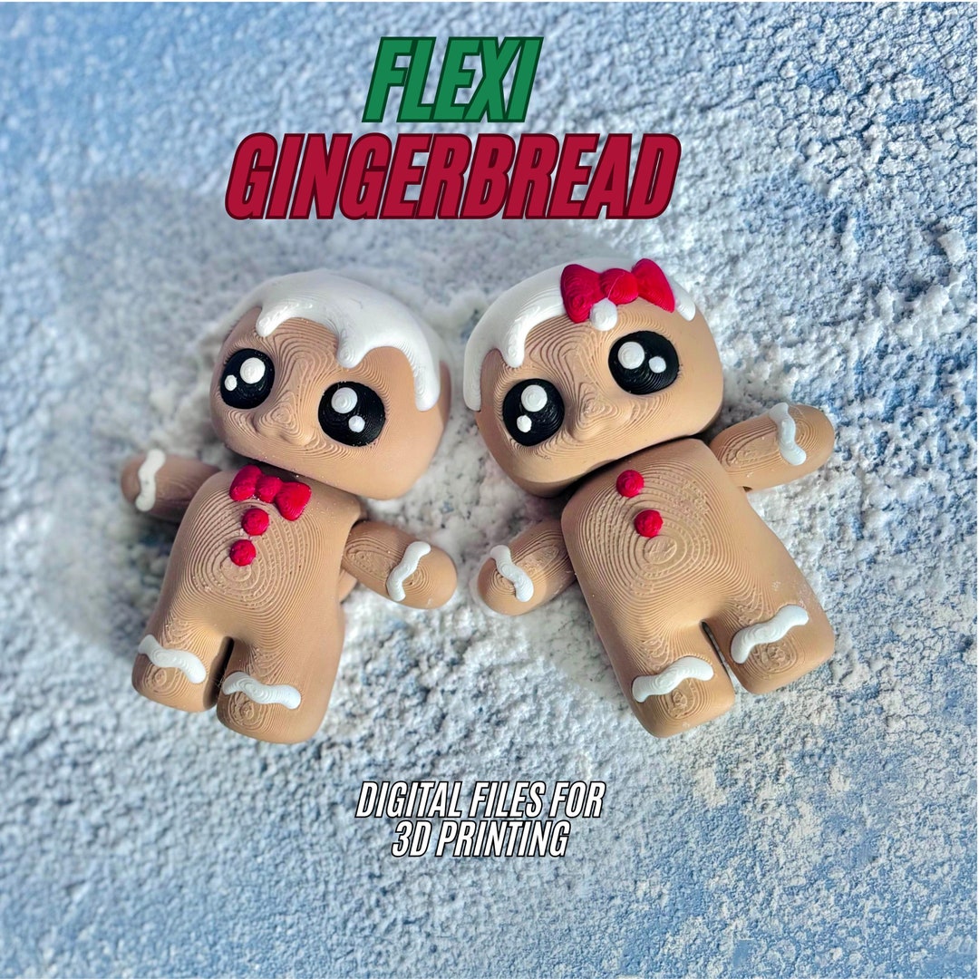 3D Printing Digital File // Flexi Gingerbread Holiday, 3MF STL 3D ...