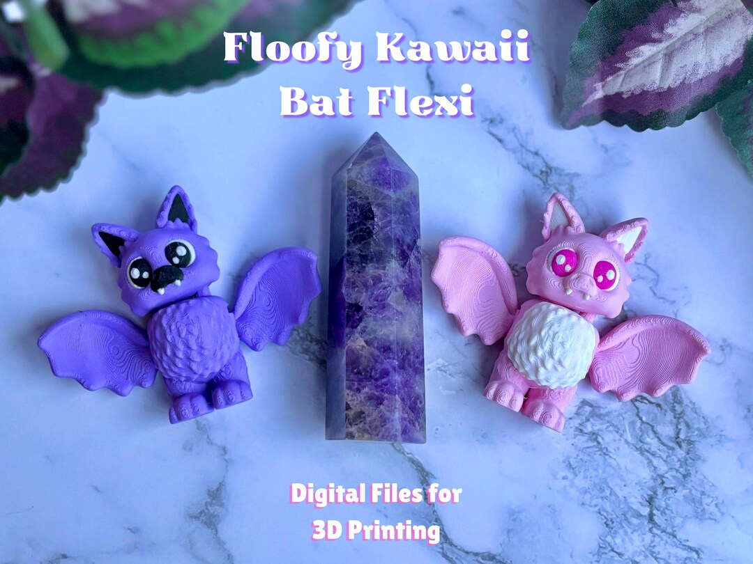 3D Printing Digital File // Floofy Kawaii Bat Flexi, Articulated Spooky ...
