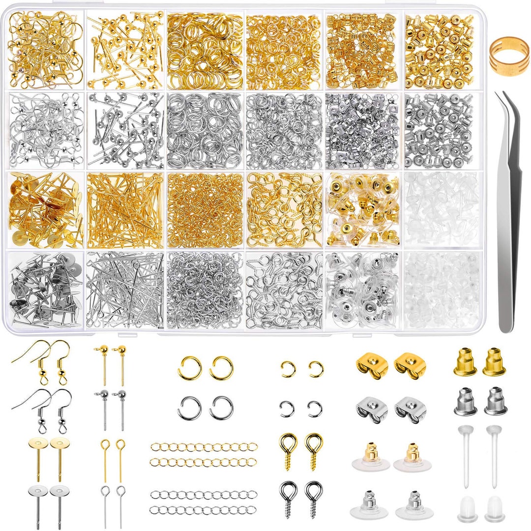 Earring Making Kit, 2900pcs Earring Hardware Pieces Repair Parts ...