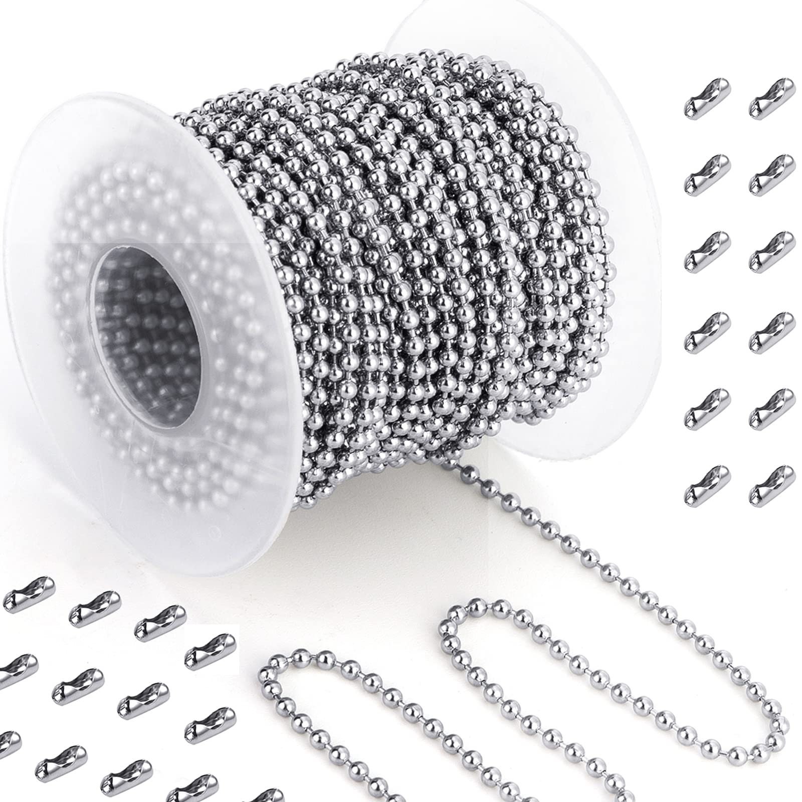 Ball Bead Chain 2.4 Mm Stainless Steel Pull Beaded Matching Connectors ...