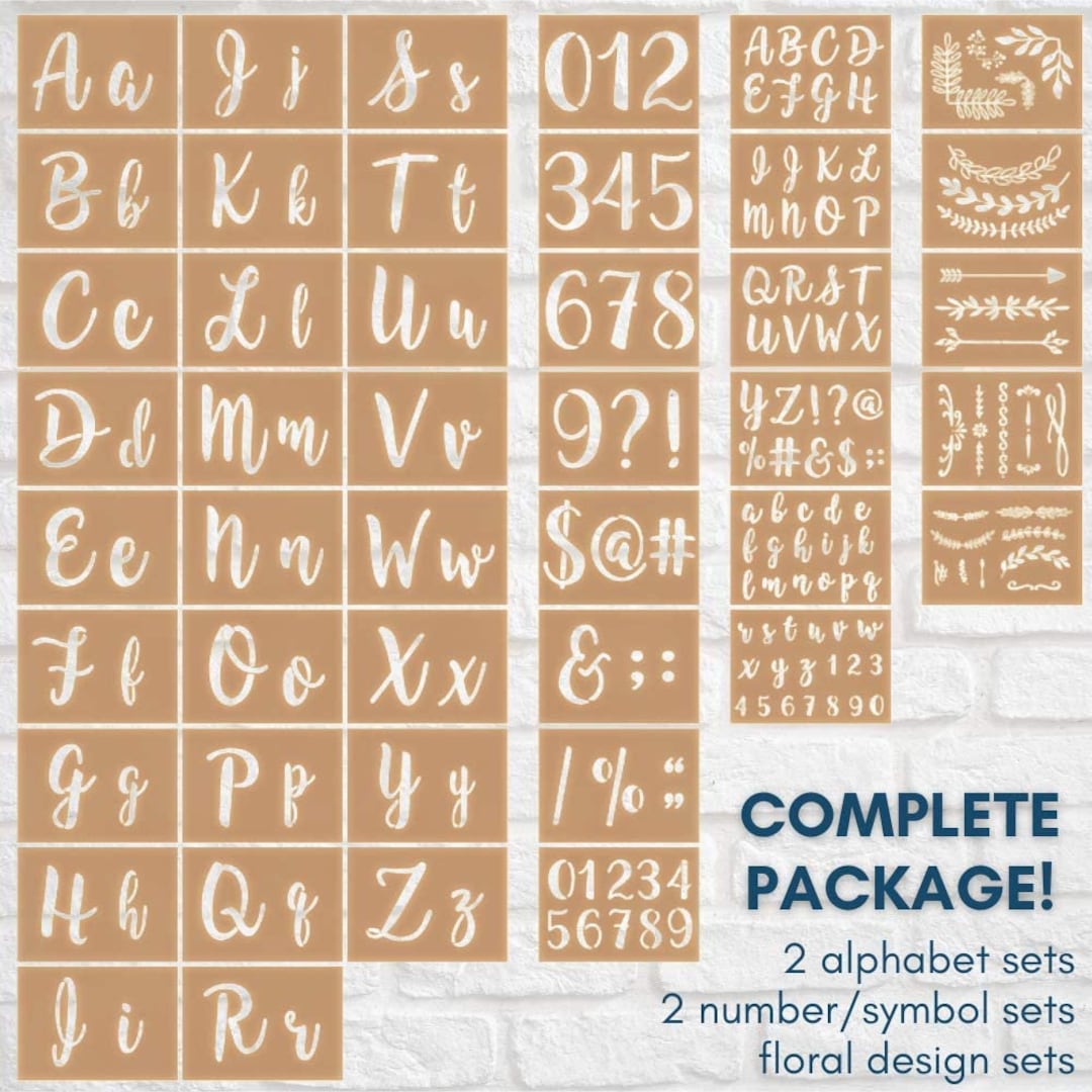 Boutique Calligraphy Stencil Template Kit - 45 Reusable Pieces ...