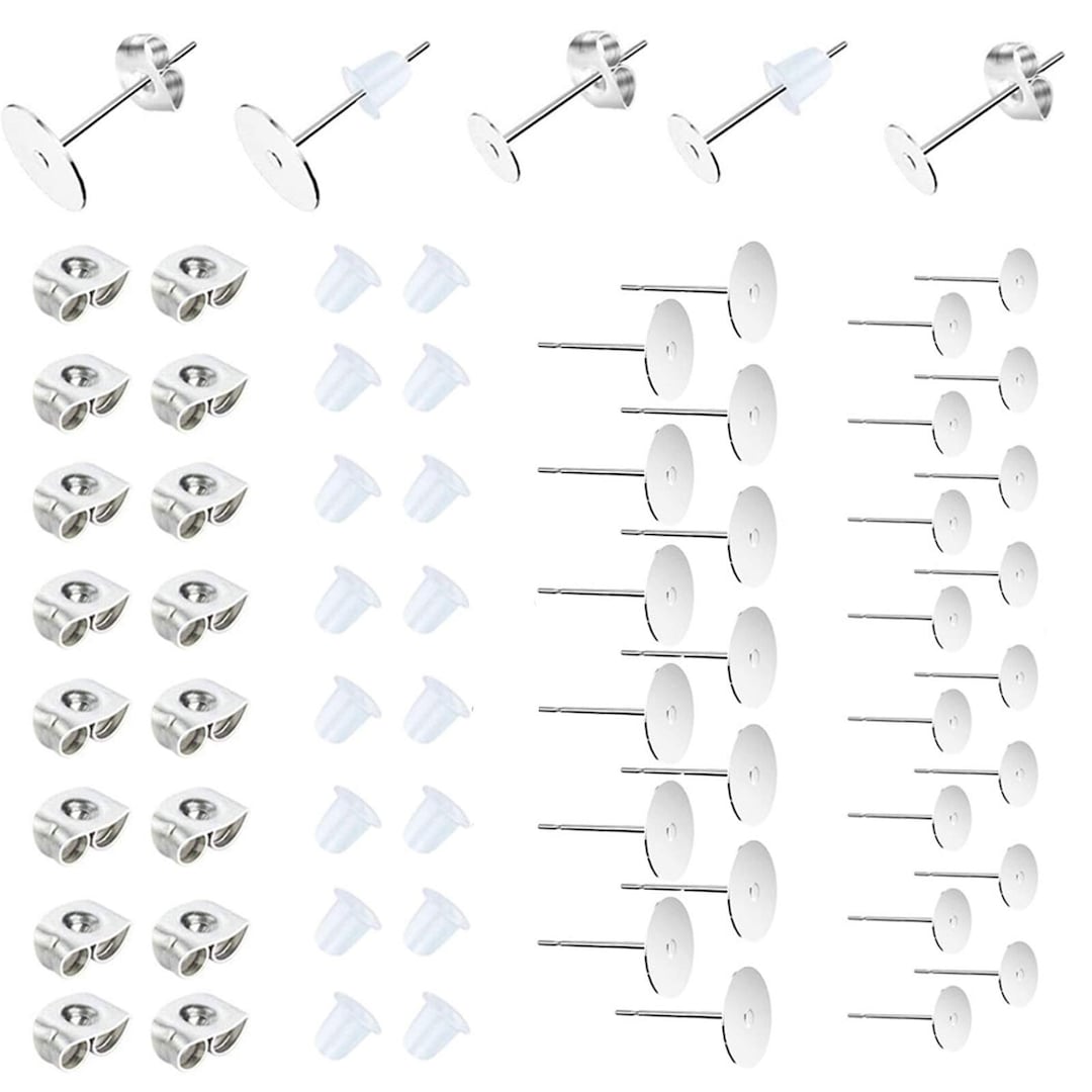 Earring Posts Stainless Steel Flat Pad, Hypoallergenic Stud Earrings ...
