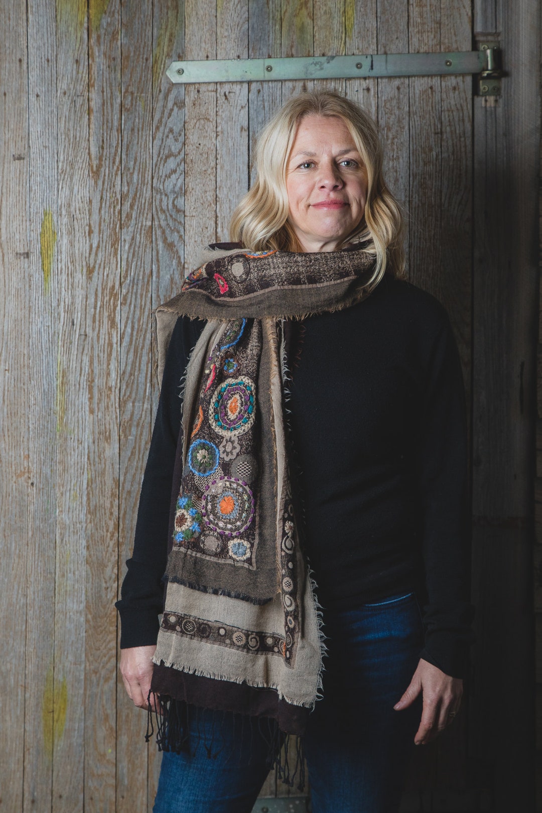 Wool Scarf, Warm Hand Embroidered Shawl - Etsy
