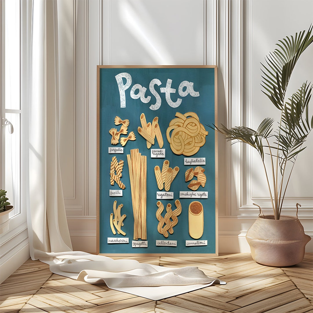 Pasta Poster for Dining Area Wall Art, Dining Room Wall Art, Kitchen ...