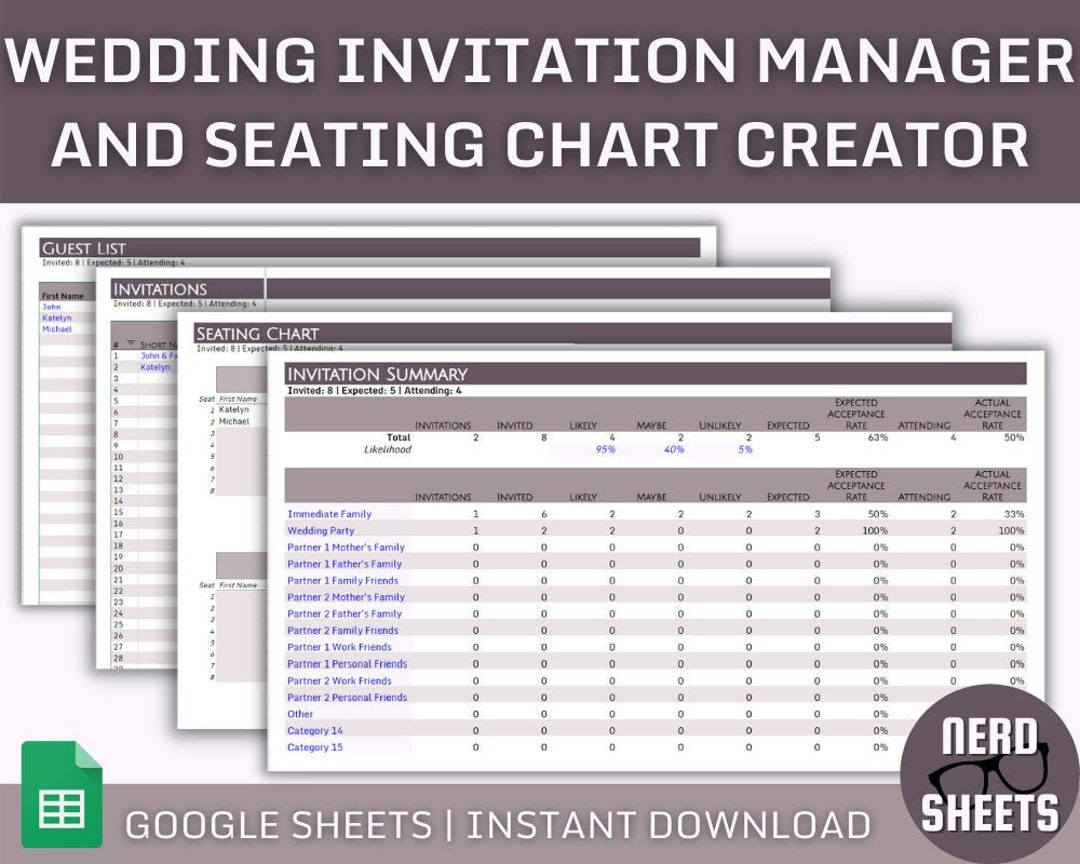 Wedding Invitation Manager and Seating Chart Creator | Google Sheets ...
