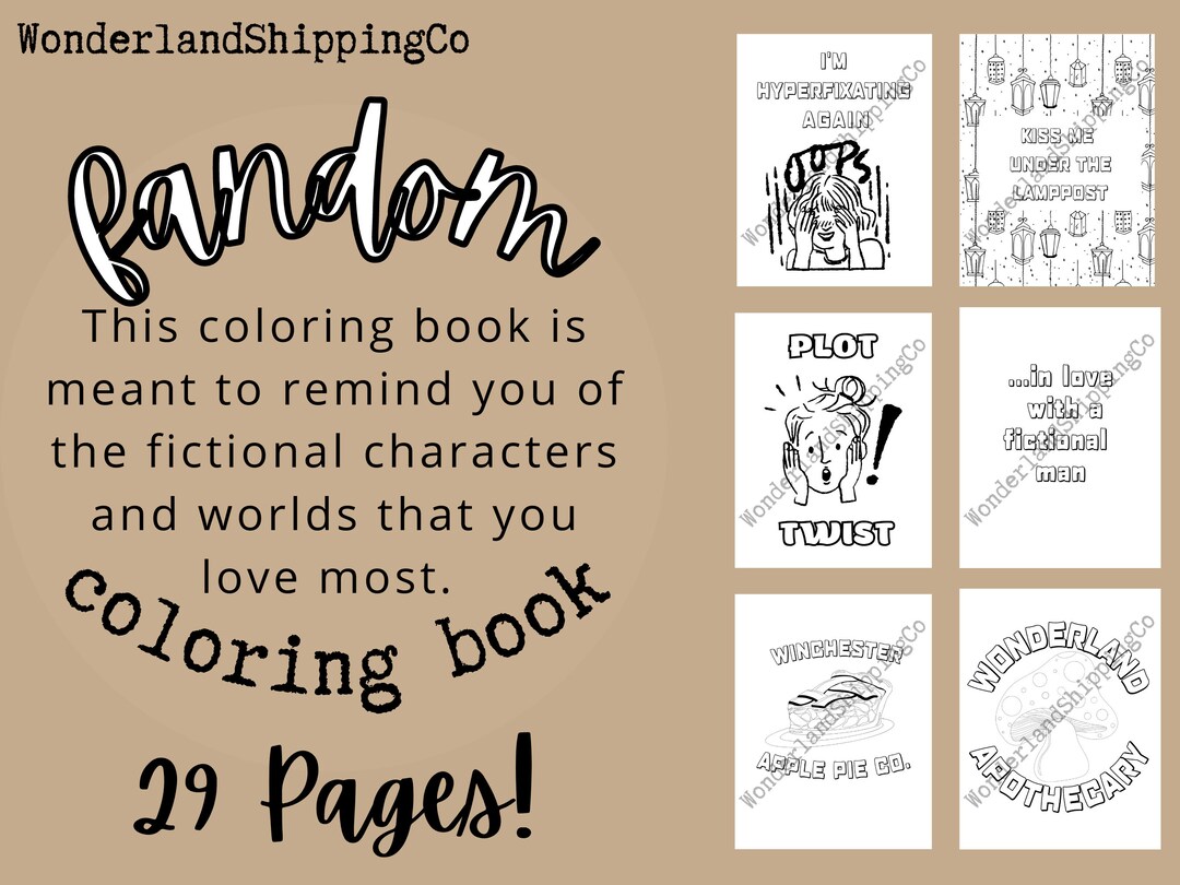 Fandom Coloring Book | Digital Coloring Book for Adults | Printable ...