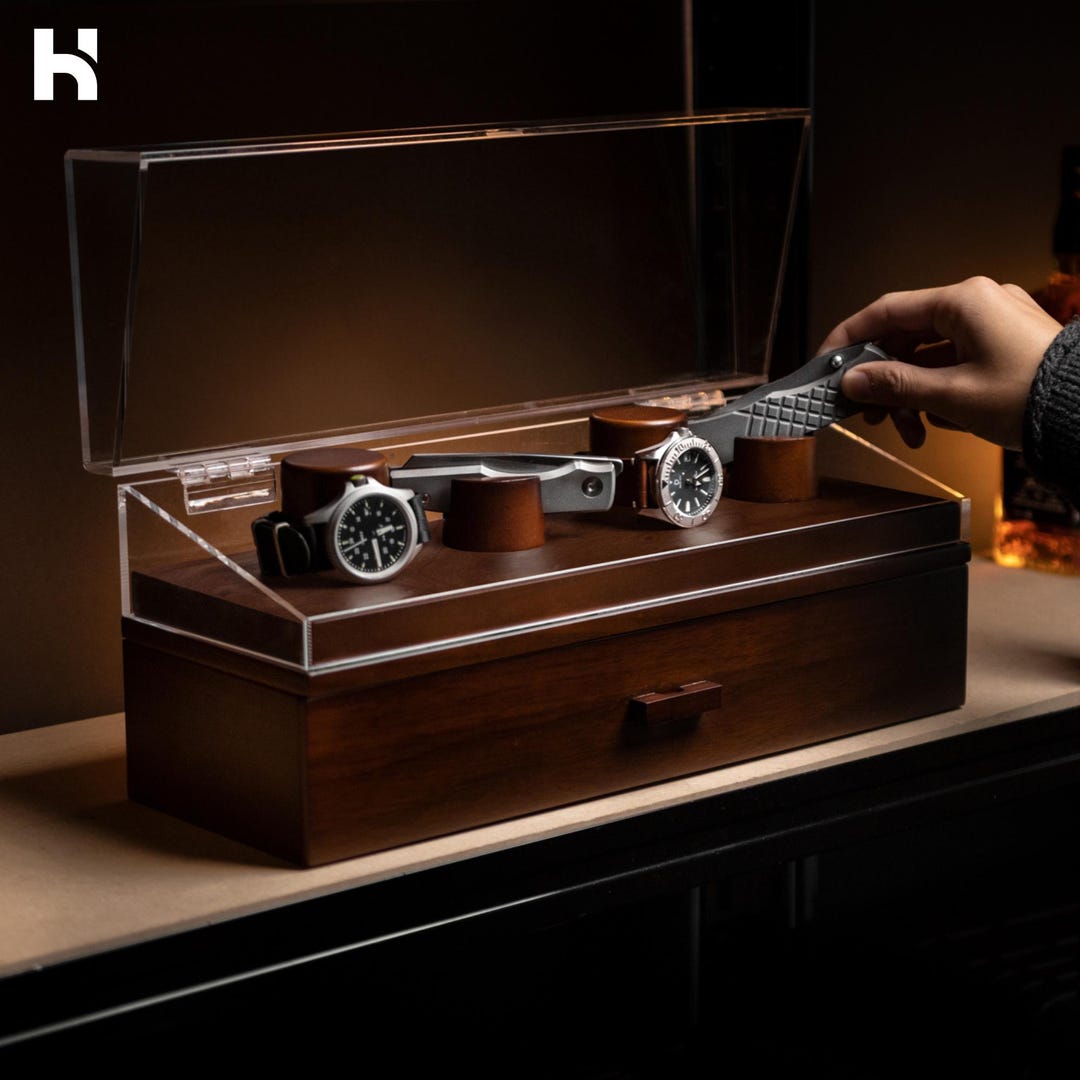 Handcrafted Watch & Pocket Knife Display Case: Modular Combo Deck - Etsy