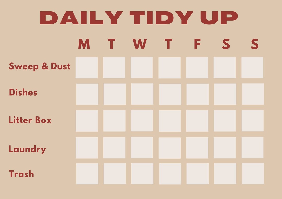 Daily Tidy up Chart - Etsy