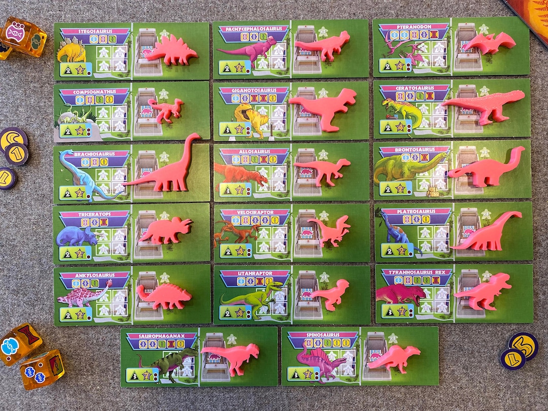 Dinosaur Island Board Game - Dinosaur Meeples - Etsy