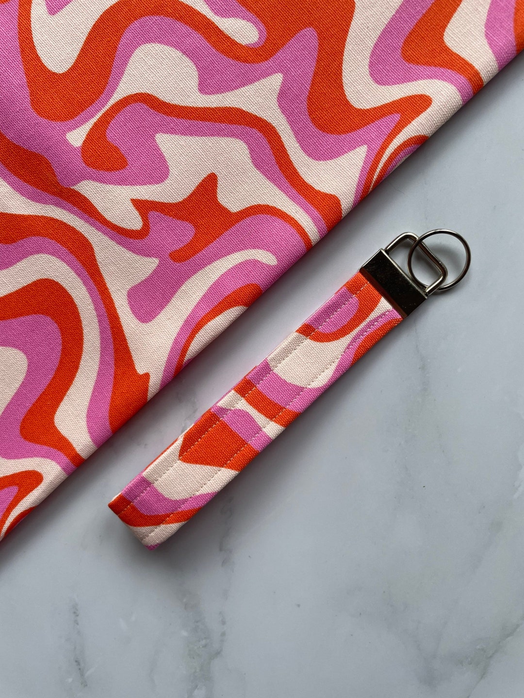 Swirl Key Fob Wristlet // Keychain // Marble // Orange Swirl // Tie Dye ...