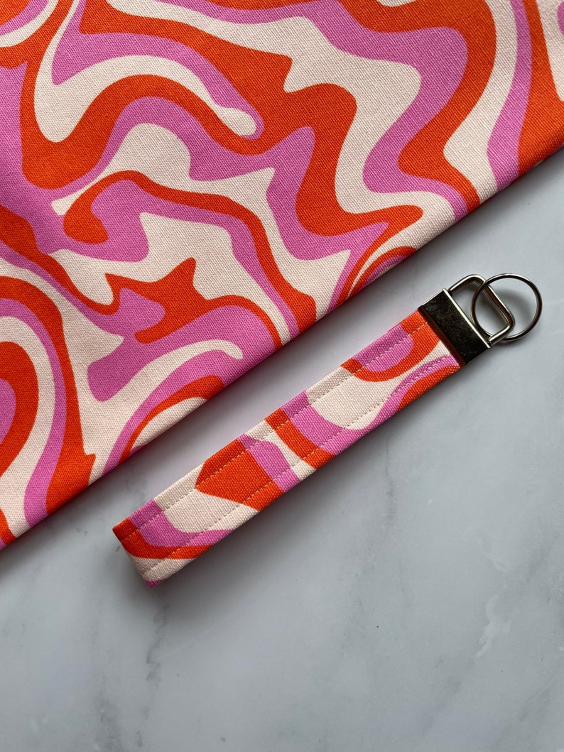 Swirl Key Fob Wristlet // Keychain // Marble // Orange Swirl // Tie Dye ...