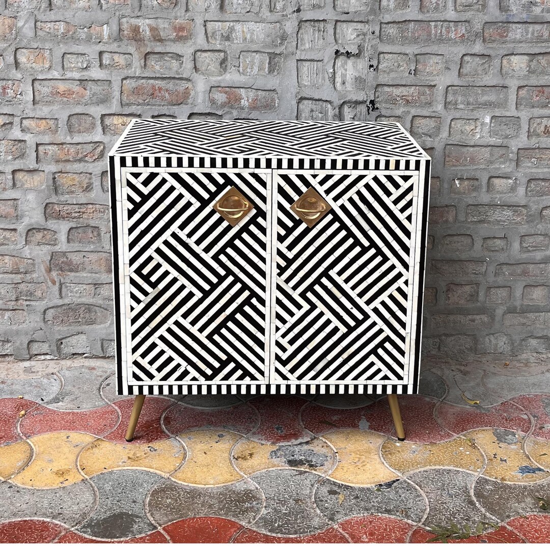 Handmade Wooden Bone Inlay Modern Pattern Sideboard / Cabinet Furniture ...