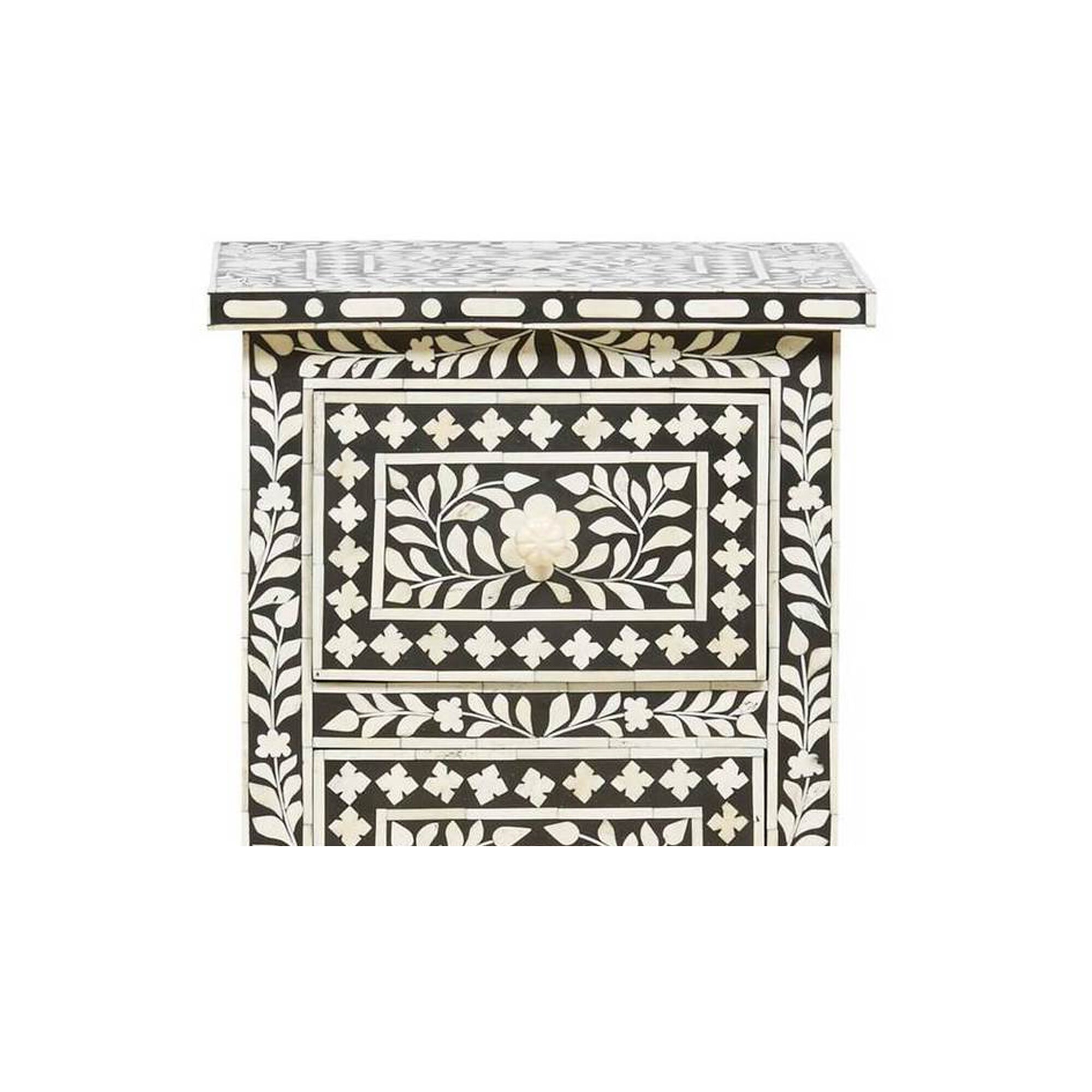 Handmade Bone Inlay 2 Drawer Floral Pattern Bedside / - Etsy