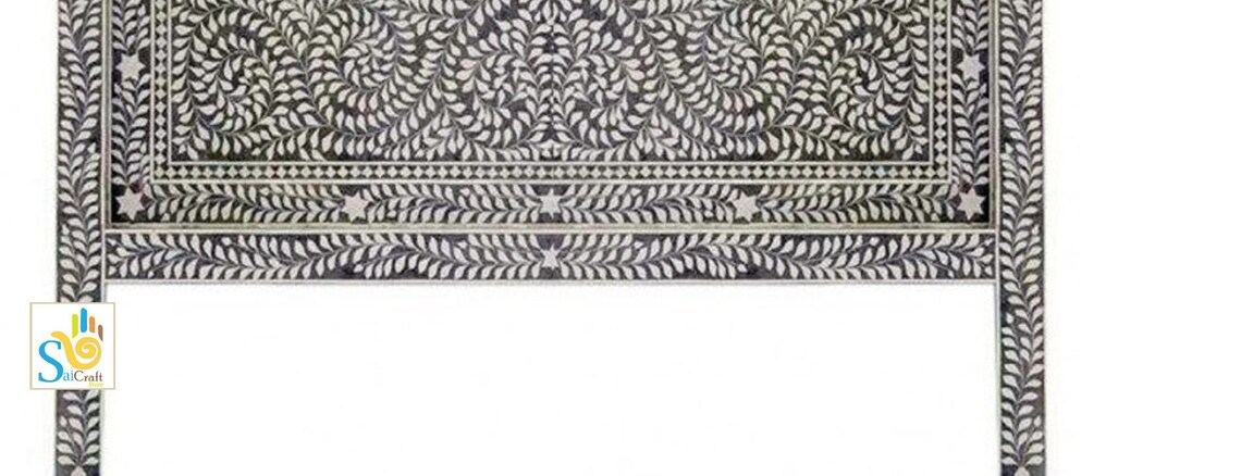 Handmade Wooden Bone Inlay Modern Floral Pattern Bed Headboard - Etsy