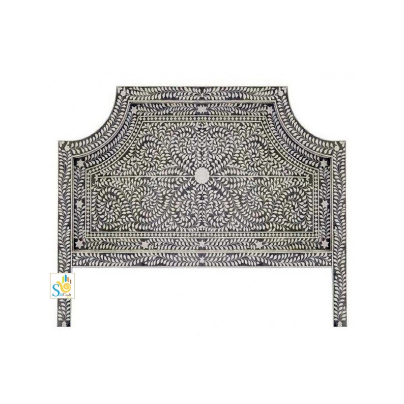 Handmade Wooden Bone Inlay Modern Floral Pattern Bed Headboard - Etsy