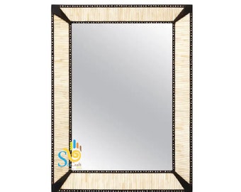 Handmade Wooden Bone Inlay Modern Pattern Mirror Frame / Wall Decor ...