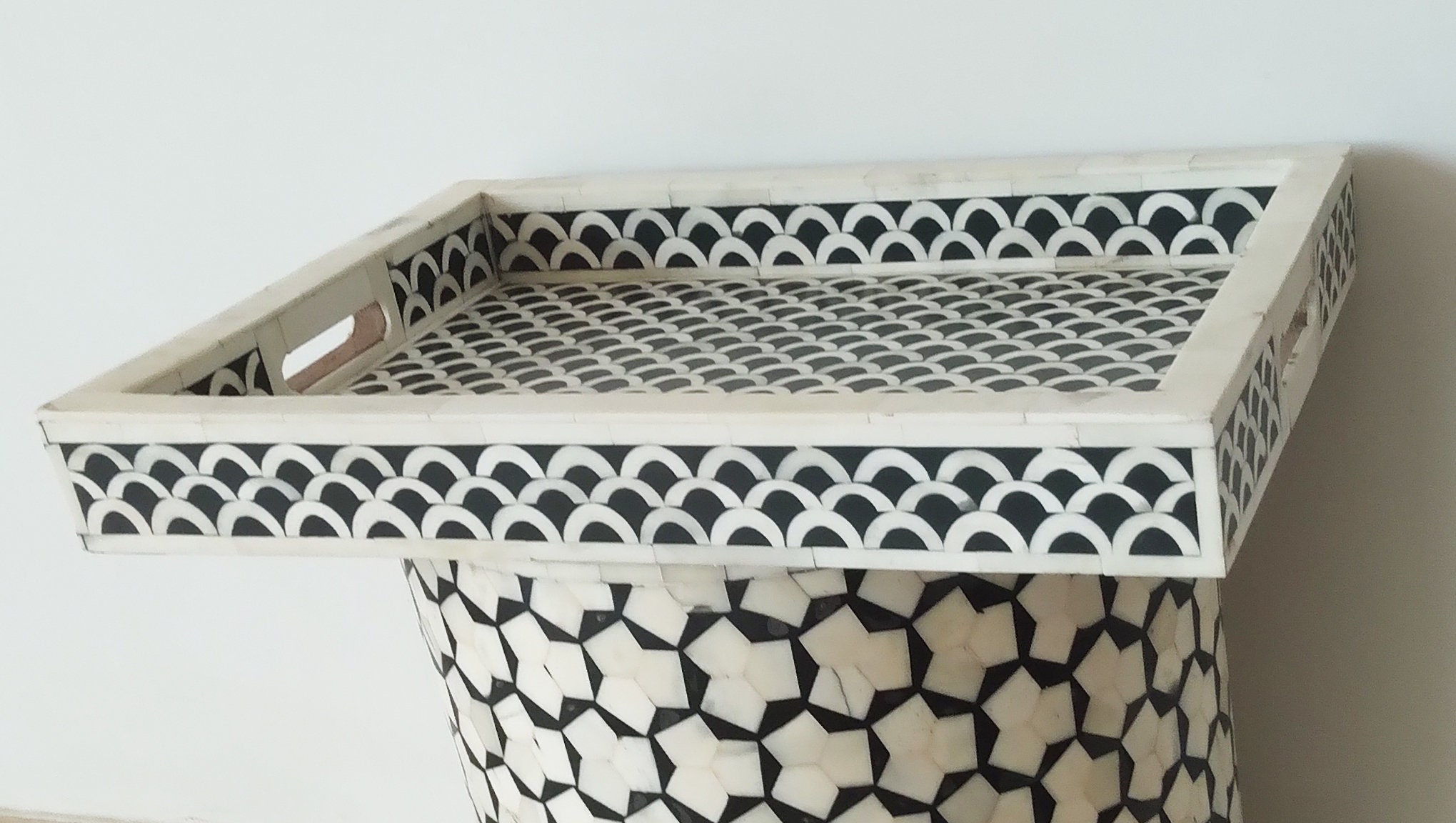 Handmade Wooden Bone Inlay Fish Scale Pattern Serving Tray / - Etsy