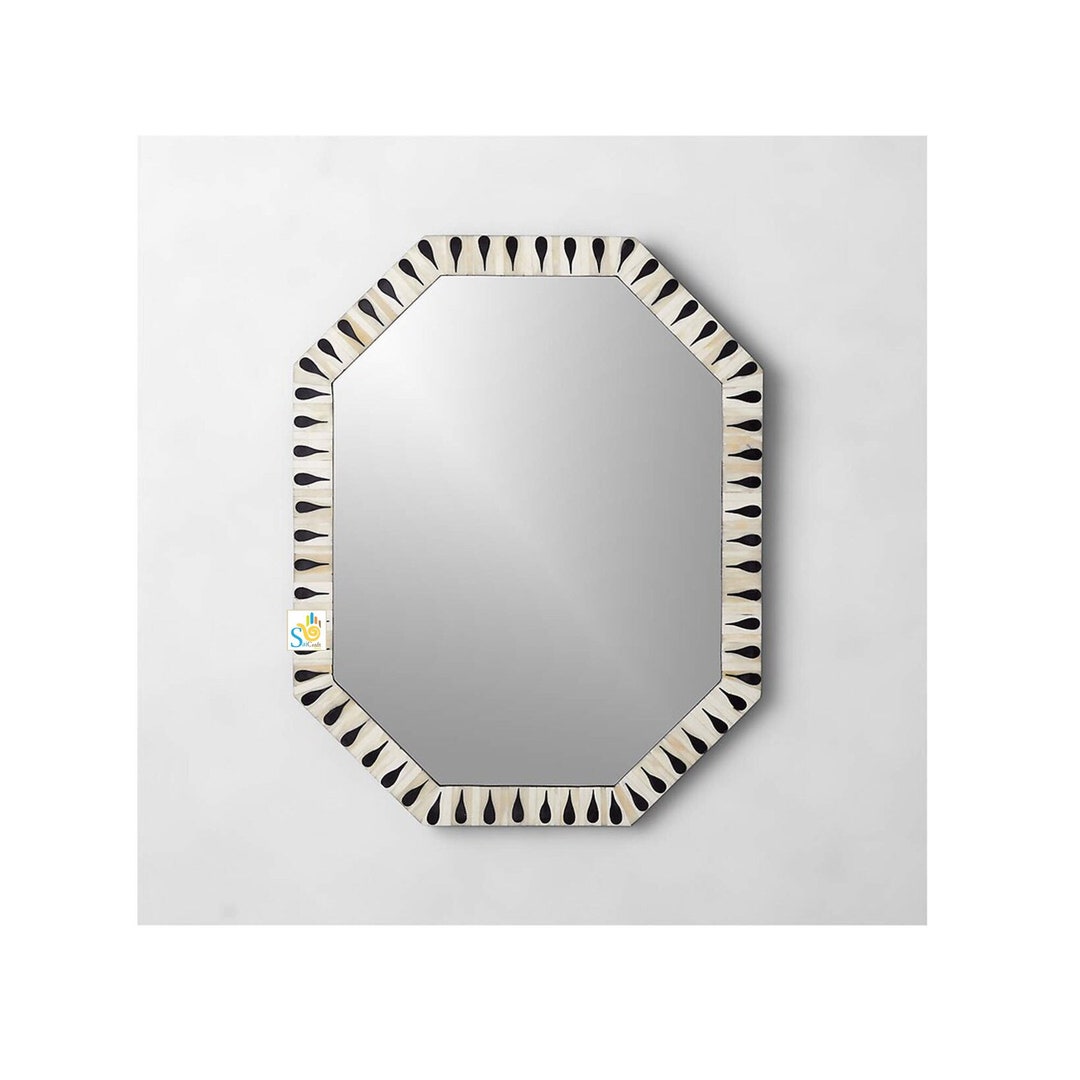 Handmade Wooden Bone Inlay Modern Pattern Mirror Frame / Wall - Etsy