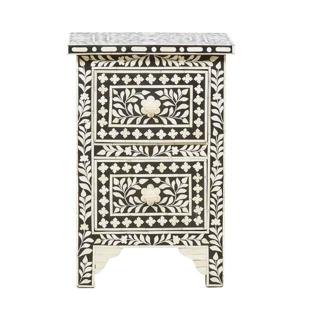 Handmade Bone Inlay 2 Drawer Floral Pattern Bedside / - Etsy