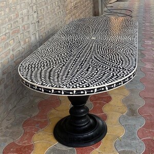 Handmade Wooden Bone Inlay Floral Pattern Dining Table With Free Gift ...