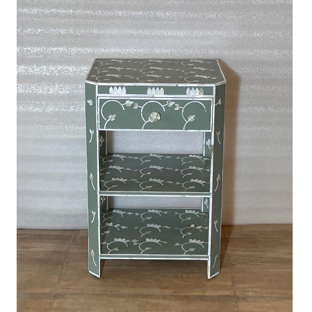 Handmade Wooden Mop Inlay Floral Pattern Bedside - Etsy