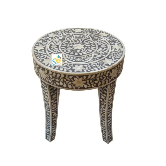 Handmade Wooden Bone Inlay Modern Pattern Side Table / End - Etsy