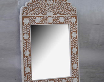 Handmade Bone Inlay Pink Floral Pattern Mirror Frame With Free Mirror ...