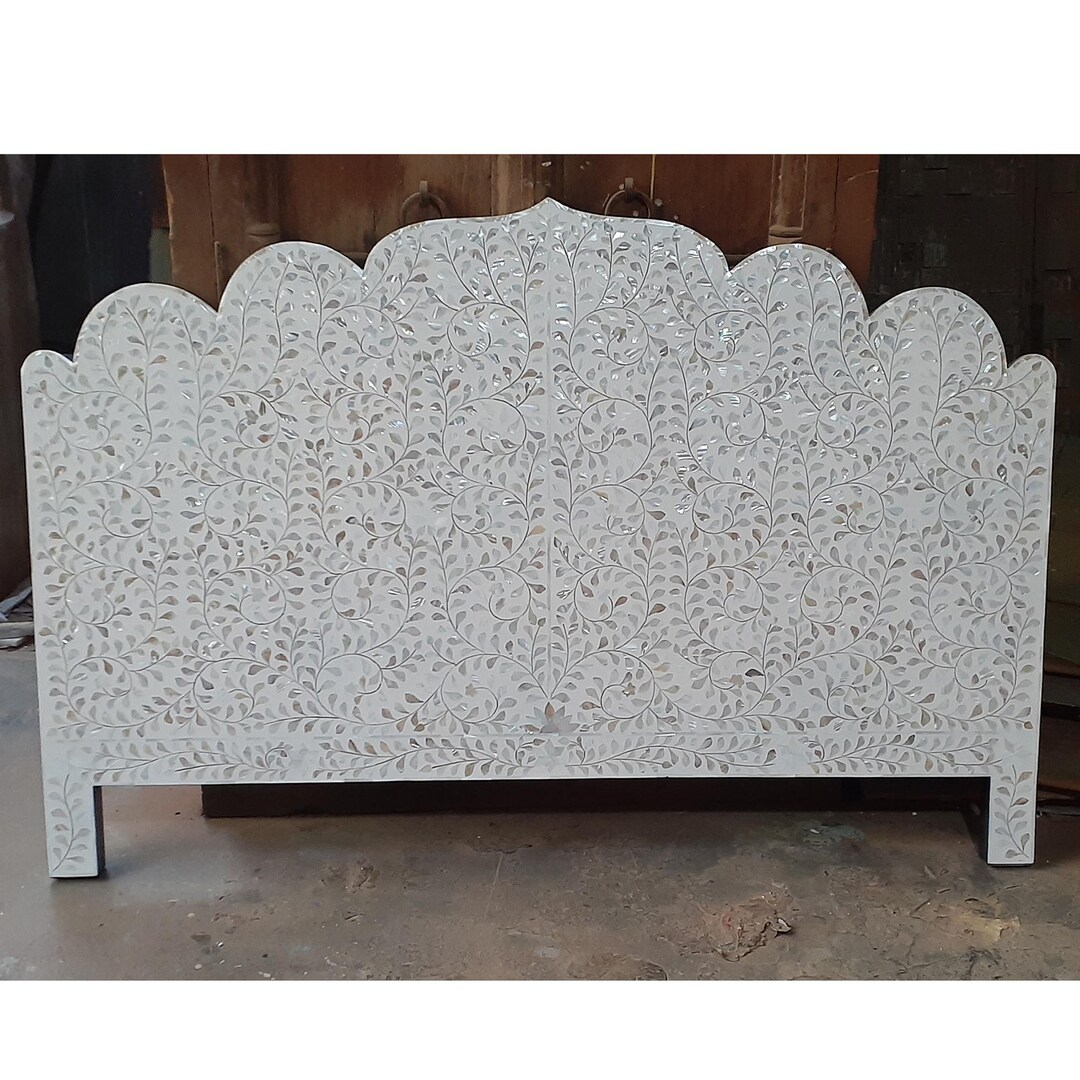 Handmade MOP Inlay Modern Floral Pattern Bed Headboard Furniture With ...