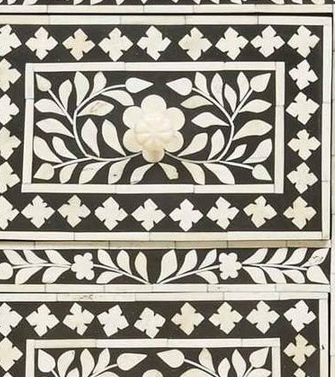 Handmade Bone Inlay 2 Drawer Floral Pattern Bedside / - Etsy