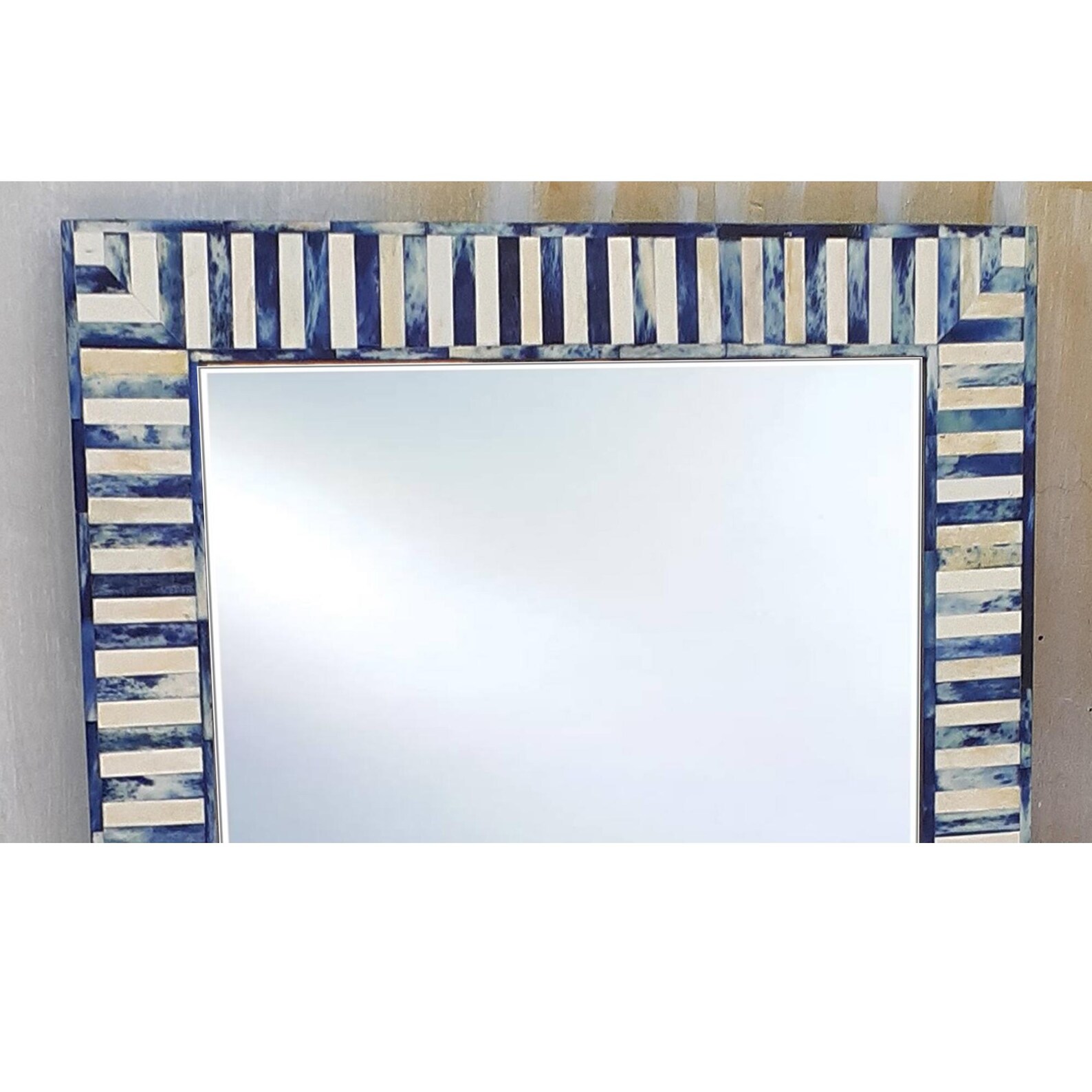 Handmade Wooden Bone Inlay Modern Pattern Mirror Frame / Wall Decor ...