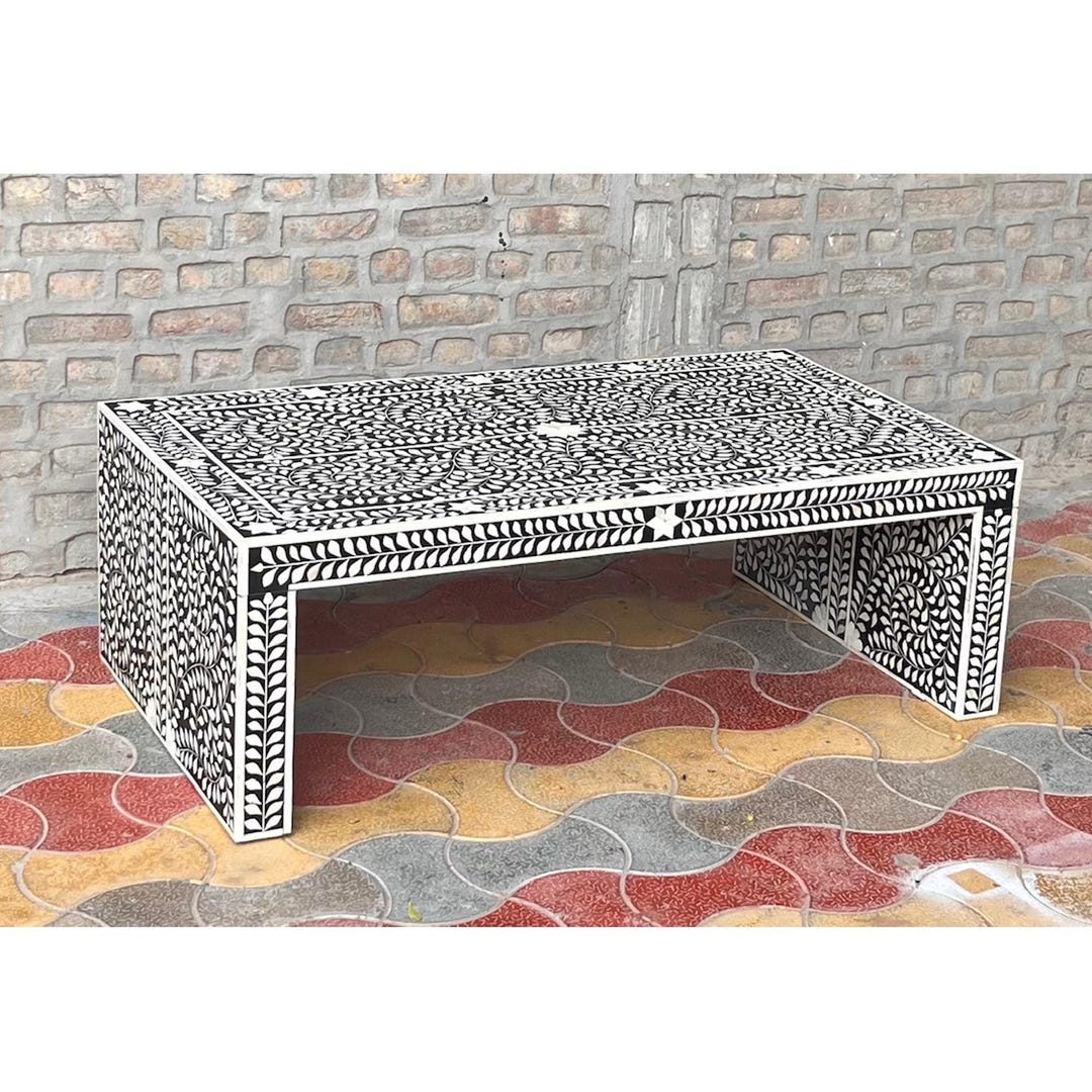 Handmade Bone Inlay Floral Pattern Coffee Table With Free Gift. - Etsy
