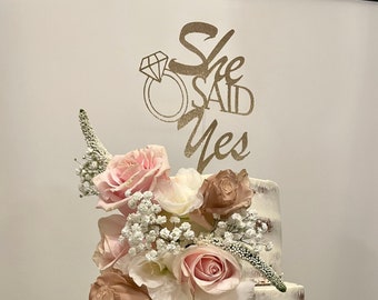 She Said Yes Cake Topper - Etsy