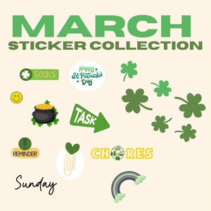 March Stickers, St. Patricks Day Stickers, Lucky Charm, Green Stickers ...