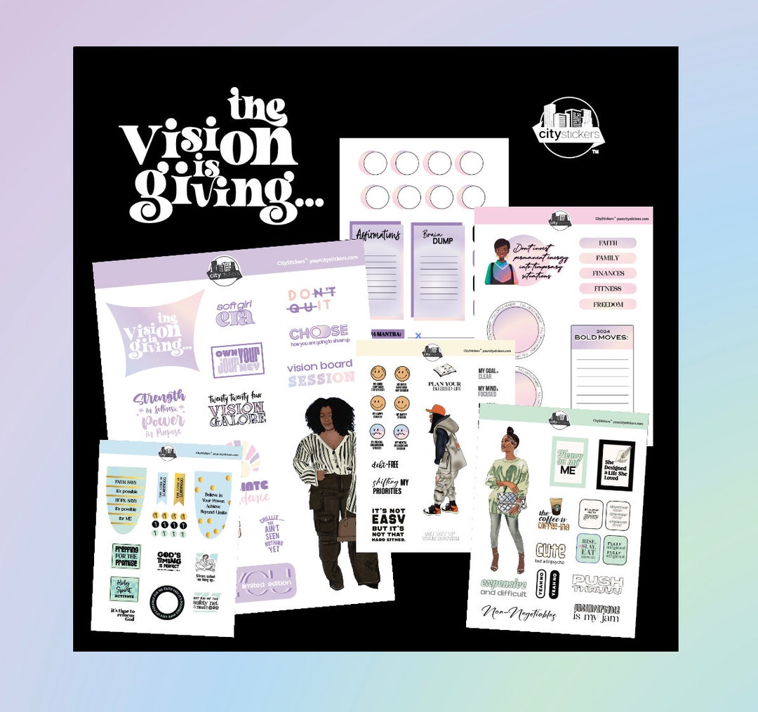 2024 Vision Board Sticker Sheets, Planner, Affirmations, Manifesting ...
