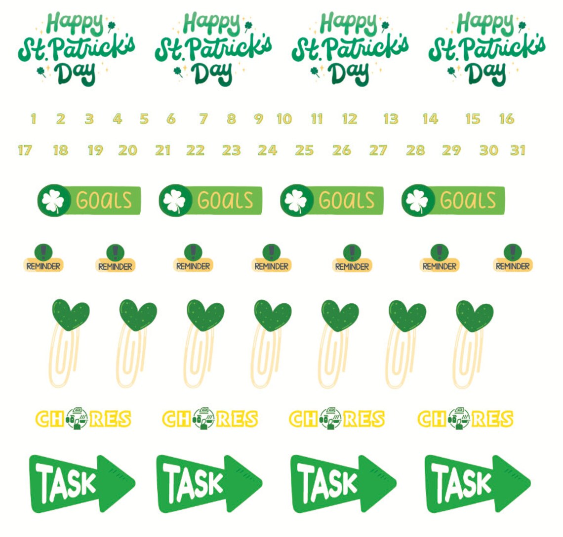 March Stickers, St. Patricks Day Stickers, Lucky Charm, Green Stickers ...