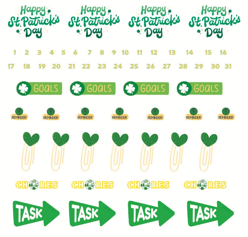 March Stickers, St. Patricks Day Stickers, Lucky Charm, Green Stickers ...