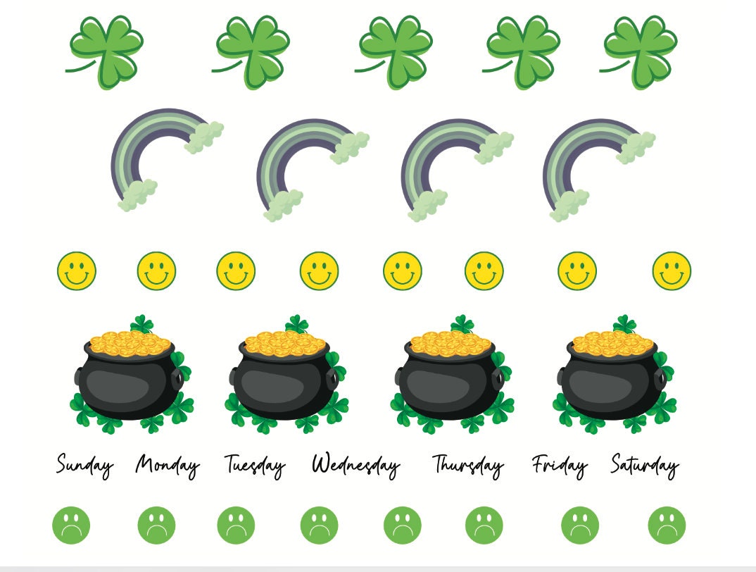 March Stickers, St. Patricks Day Stickers, Lucky Charm, Green Stickers ...