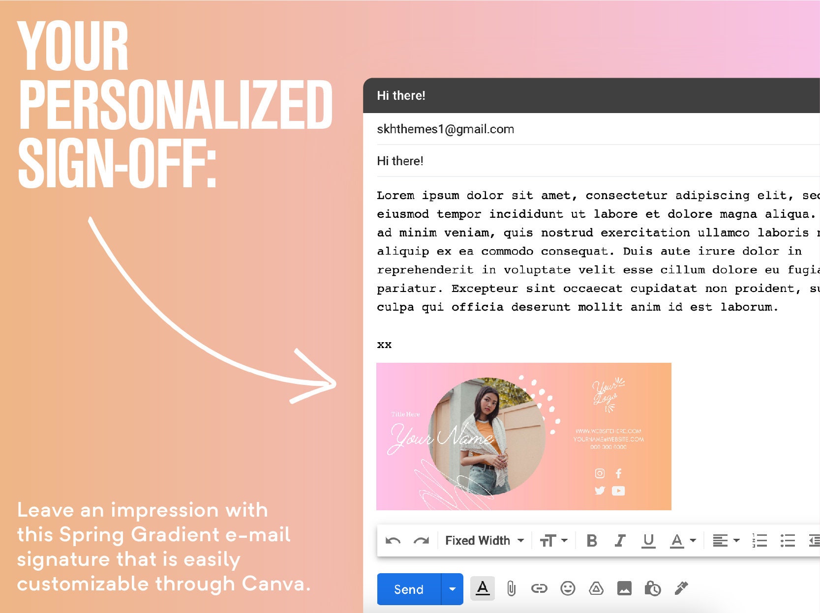 Colorful Email Signature Template Canva Business Email - Etsy
