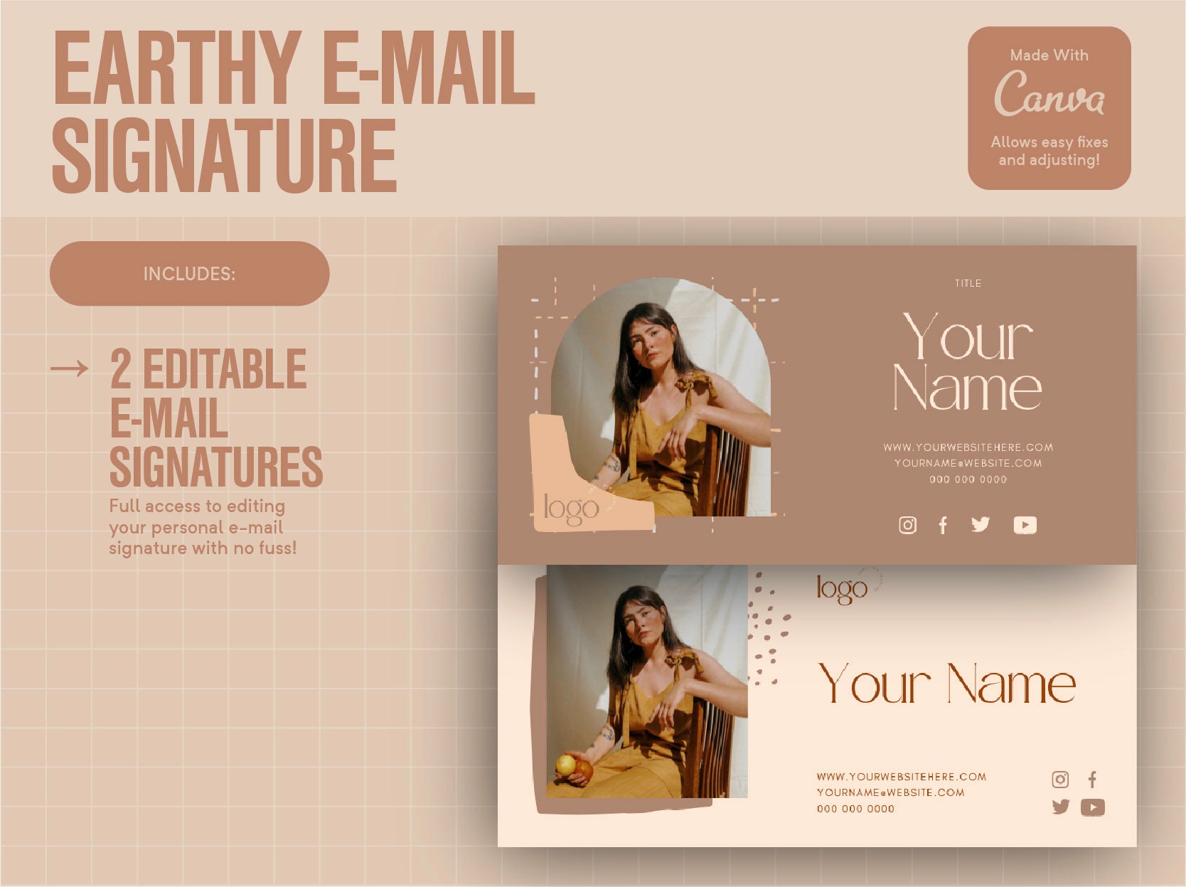 Boho Email Signature Template Canva Business Email Design Gmail ...