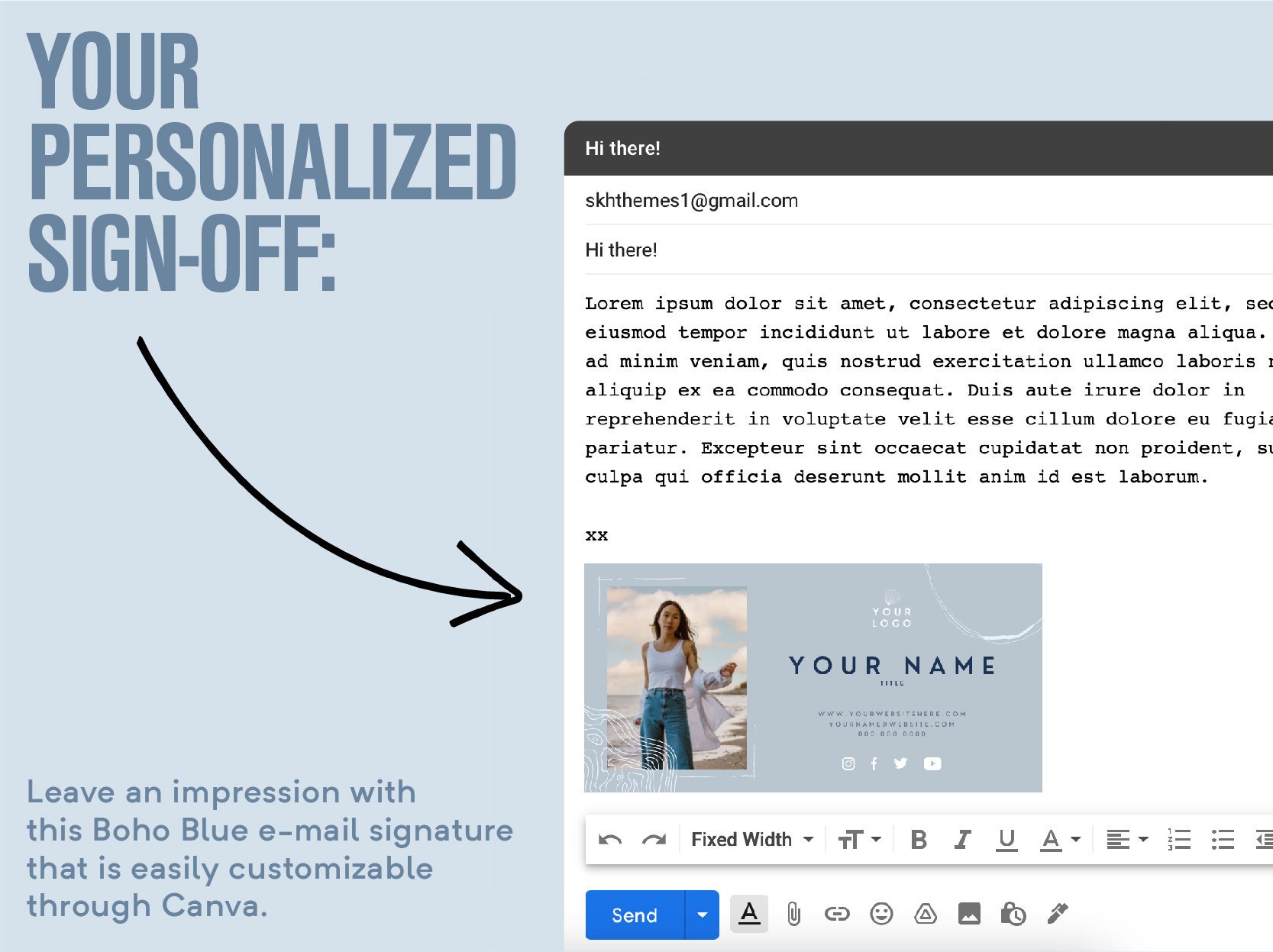 Boho Email Signature Template Canva Business Email Design Gmail ...