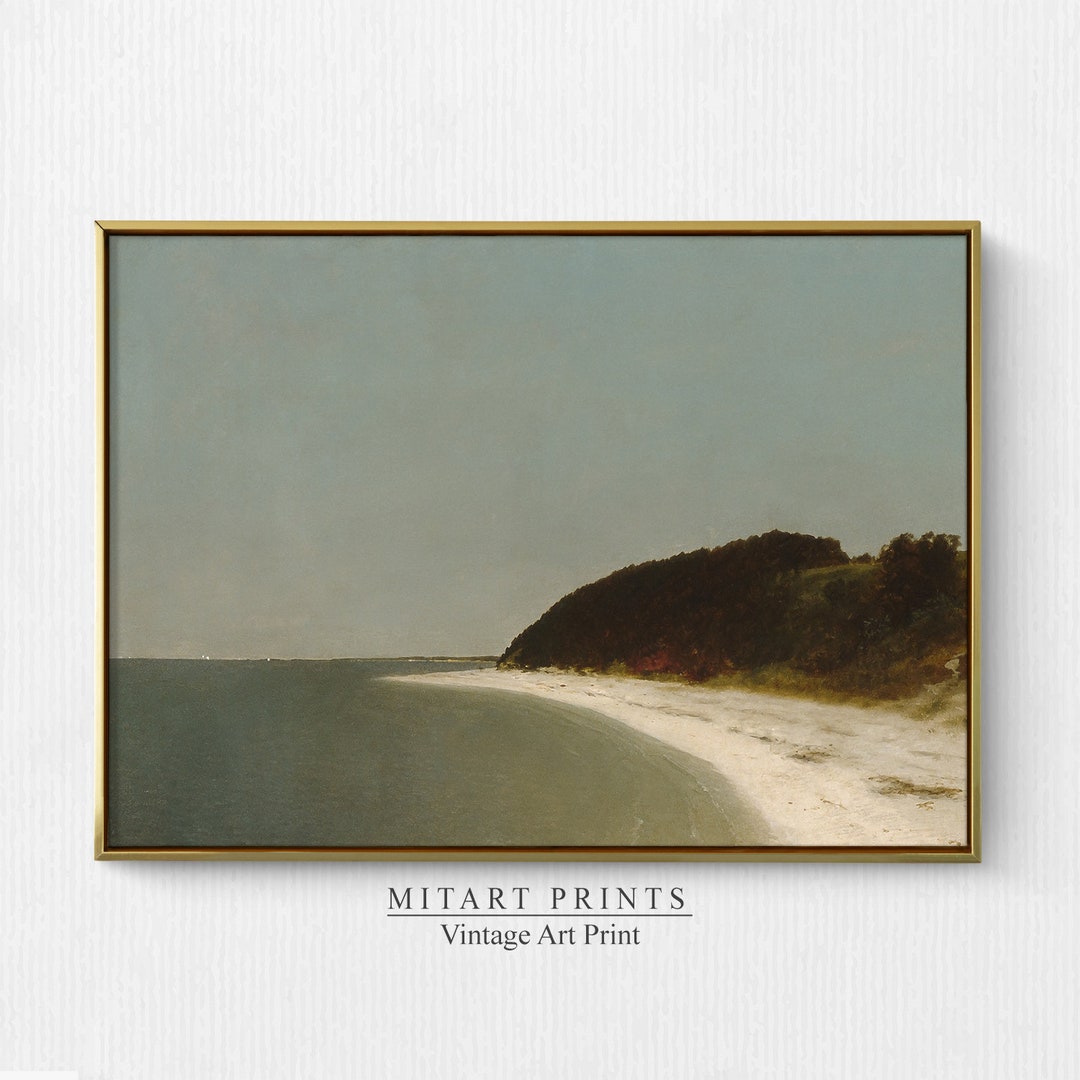 Muted Coastal Painting, Vintage Neutral Beach Print, Vintage Coastal ...