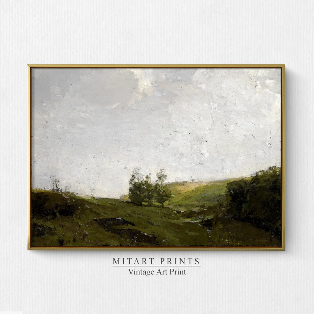 Printable Country Oil Painting, Vintage Landscape Print, Moody ...