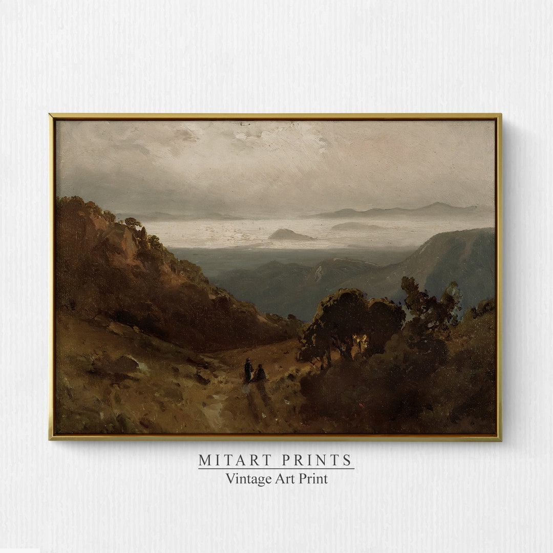 Muted Autumn Landscape Painting, Warm Tone Fall Wall Decor, Vintage ...