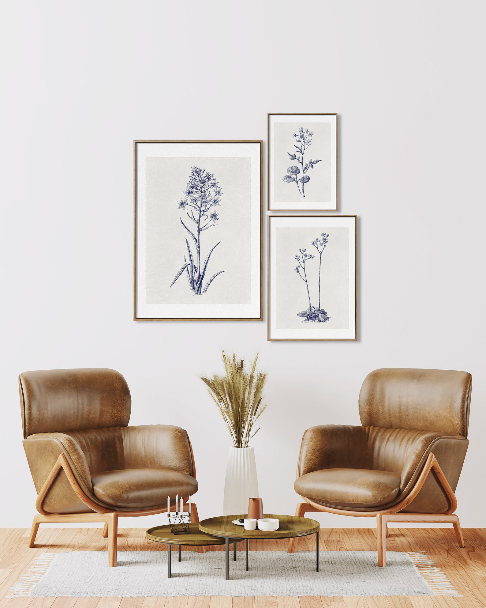 Botanical Print Set Set of 3 Prints Printable Wall Art Wall - Etsy