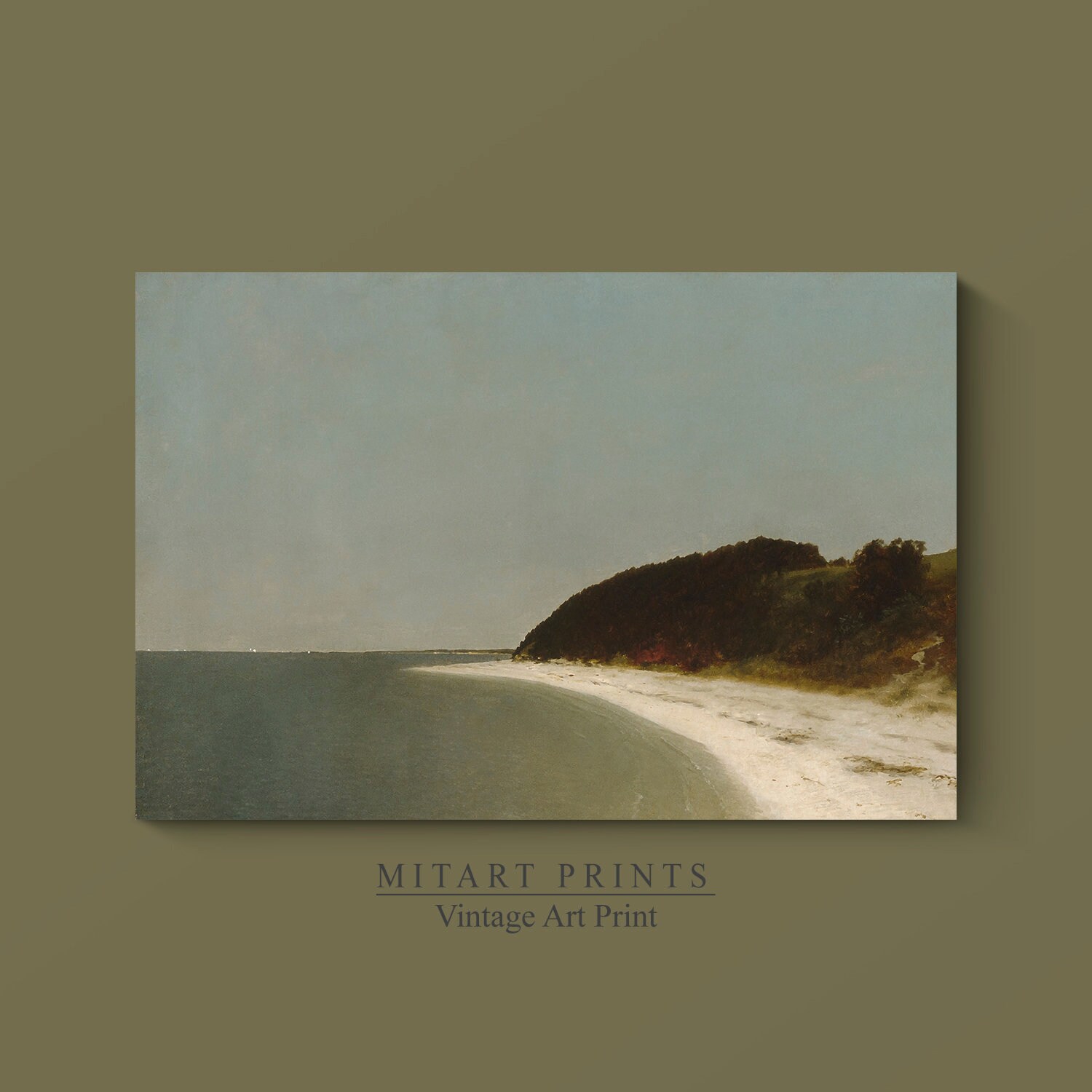 Muted Coastal Painting, Vintage Neutral Beach Print, Vintage Coastal ...